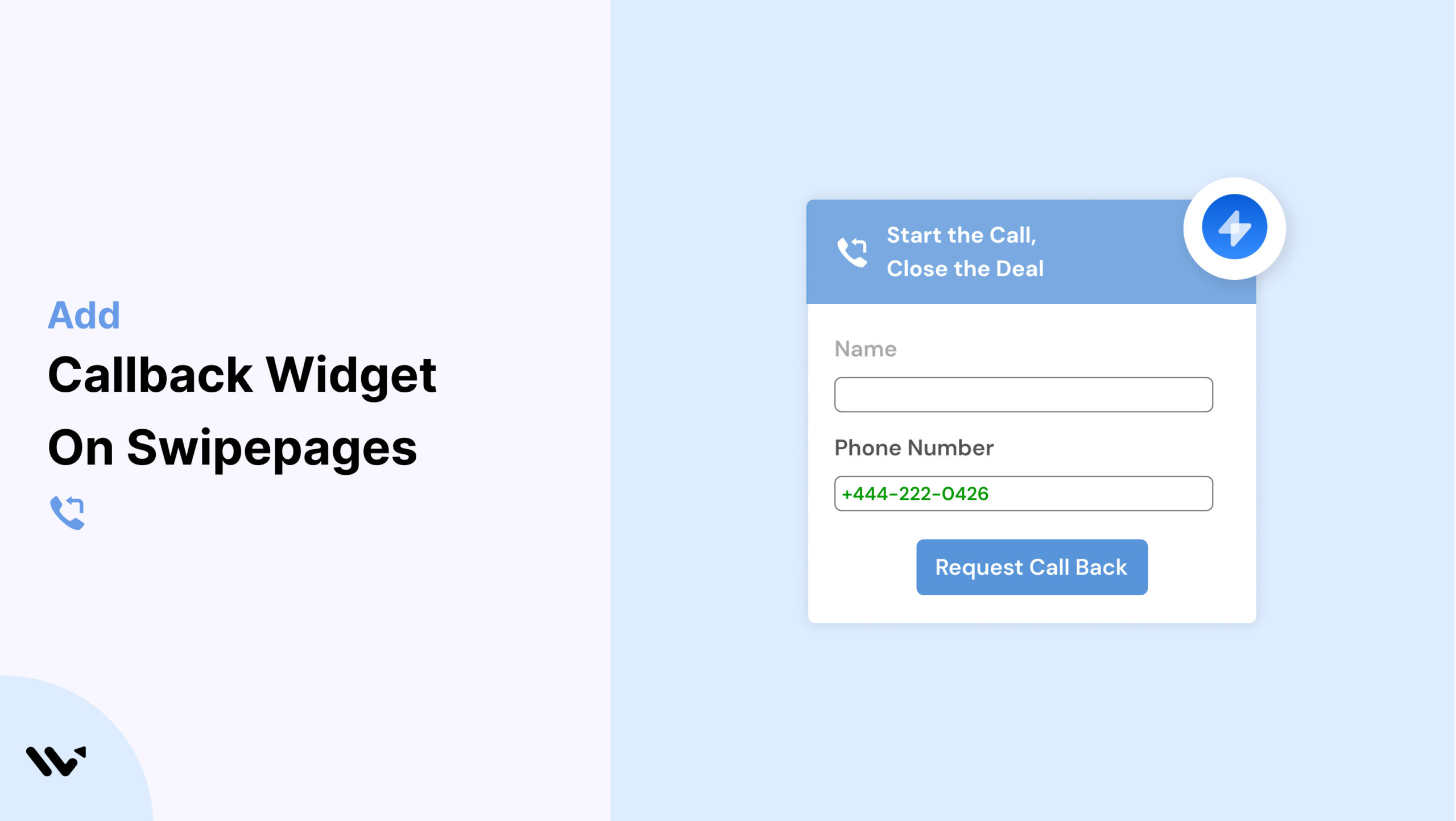 Callback widget on Swipe Pages to get more leads