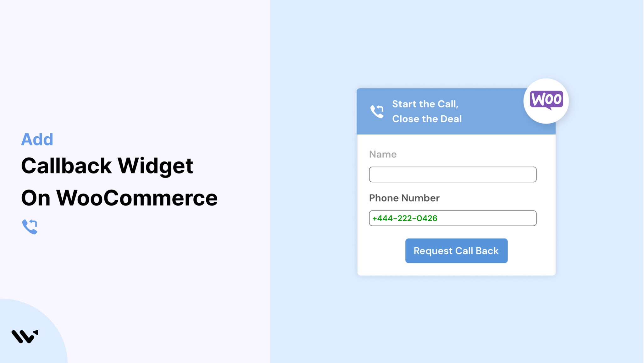 How to set up a callback widget on WooCommerce without code